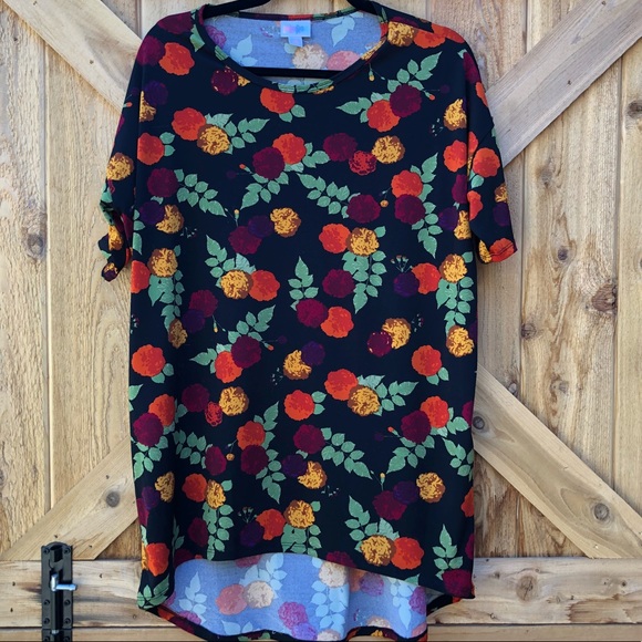 LuLaRoe | Tops | Lularoe Black Rose Irma Slinky Material Size Xs | Poshmark